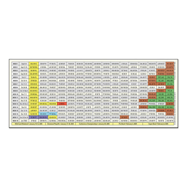 Custom Pro Football Schedule Pocket Pamphlet (Q814222) - Made in USA ...