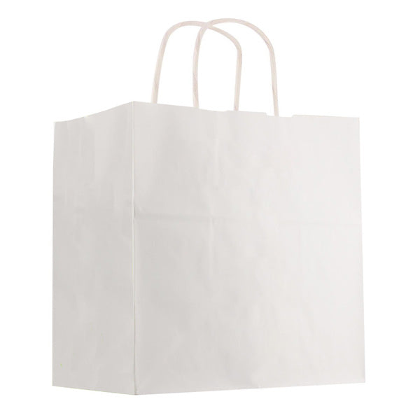 Custom 10" x 10" Kraft Paper White Shopping Bag (Q821111) - Paper Bags ...