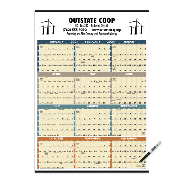 Custom Time Management Span-A-Year Calendars Laminated (Q893722) - Wall ...