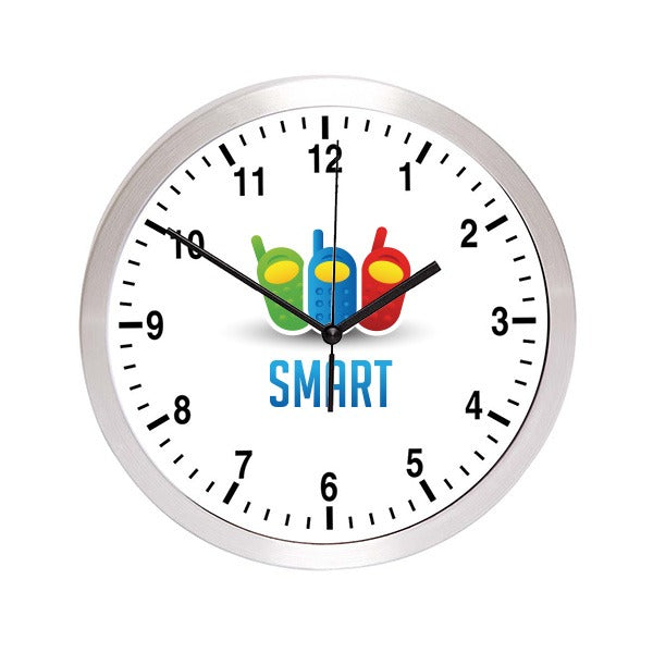 Custom 10" Brushed Metal Wall Clock With Glass Lens (Q993611) - Clocks ...